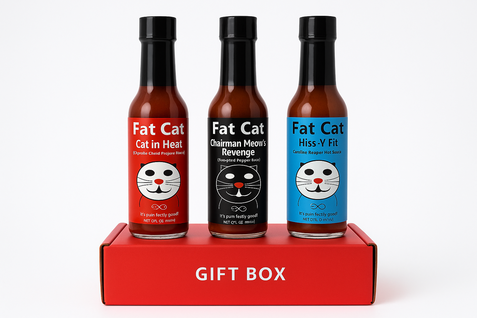FAT CAT Heat Lovers Hot Sauce Gift Box | 3 Scorching Sauces | Perfect ...